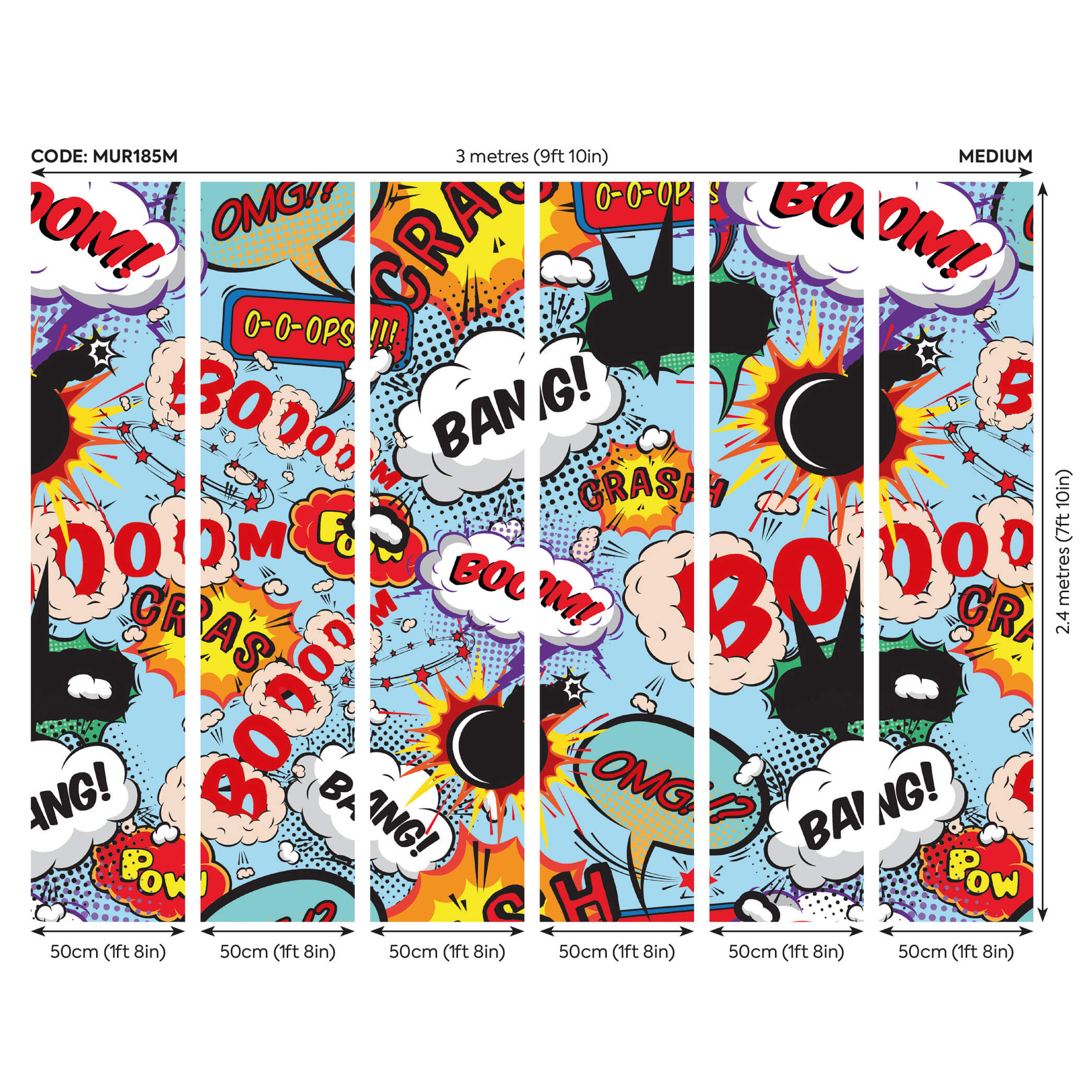 Origin Murals Comic Pop Mural Multi - Medium (300cm x 240cm)