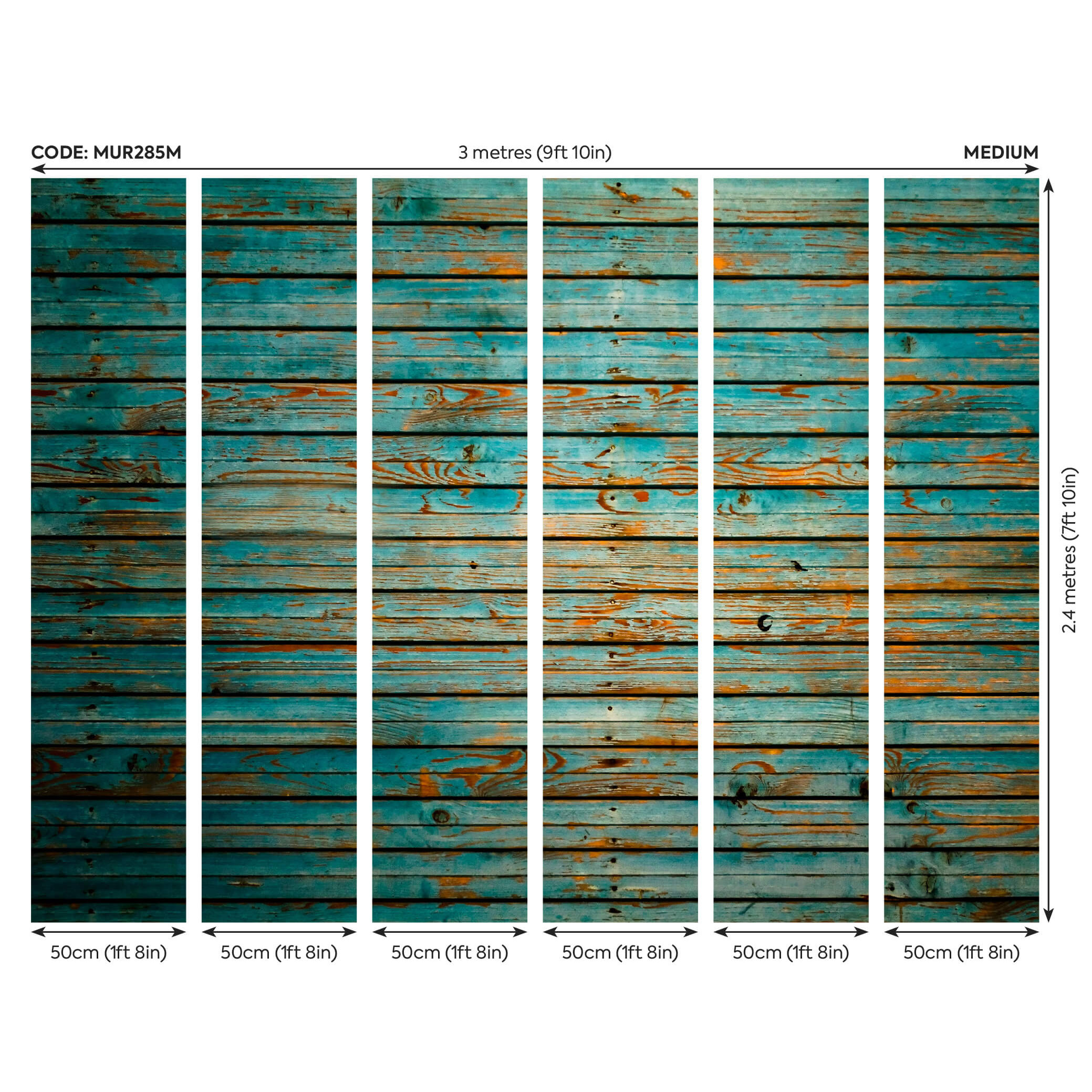Origin Murals Rustic Wood Effect Mural Blue - Medium (300cm x 240cm)